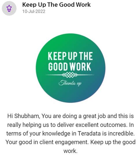 Shubham Raj On Linkedin Infosys Appreciation Grateful