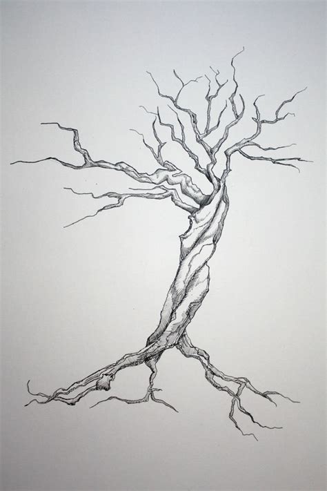 Items Similar To Original Ink Drawing Of A Twisted Tree X On Etsy