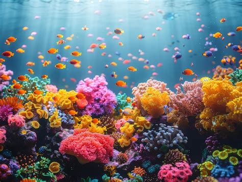 A Closeup Of A Coral Reef Teeming With Marine Life Showcasing The