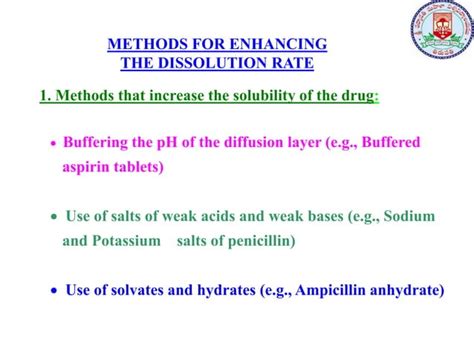 Enhancement Of Dissolution Rate And Bioavailability Of Poorly Soluble Drugs Ppt