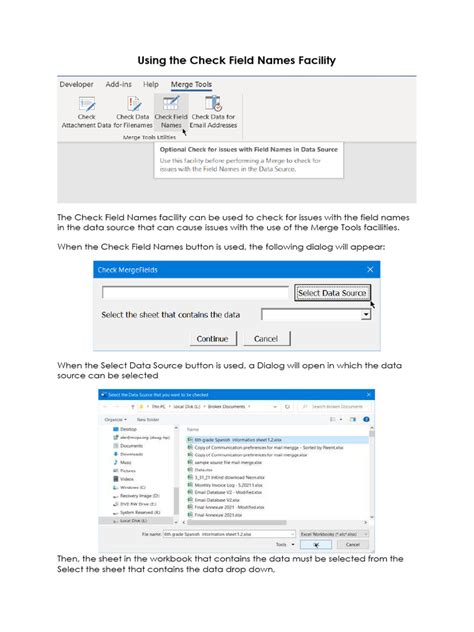 Using The Check Field Names Facility Pdf