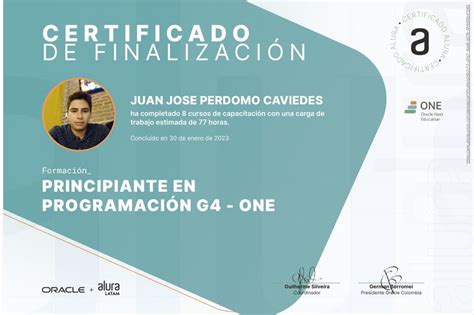 juan jose perdomo en linkedin programación aluralatam oracle