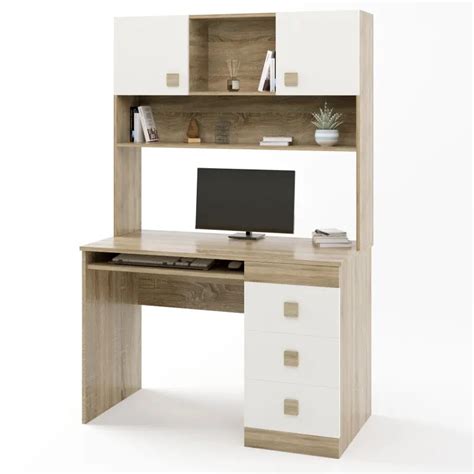 Письмовий стіл з надбудовою Еверест Соната дуб сонома білий Evr 2626