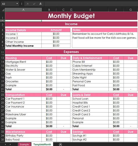 Minimalist Ms Excel Budget Template Spreadsheet Etsy