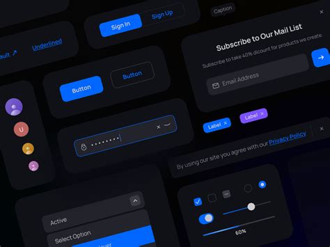 Unique DS Components Dark Theme Wireframe Design Learning