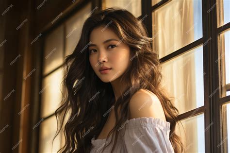 Premium Photo Portrait Of A Beautiful Asian Supermodel With Long Hair