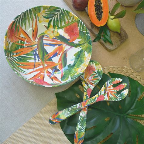 Large Salad Bowl In Melamine With Flowers Ø 31 Cm Les Jardins De La
