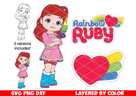 Rainbow Ruby Svg Layered By Color Outline Included Clipart Etsy