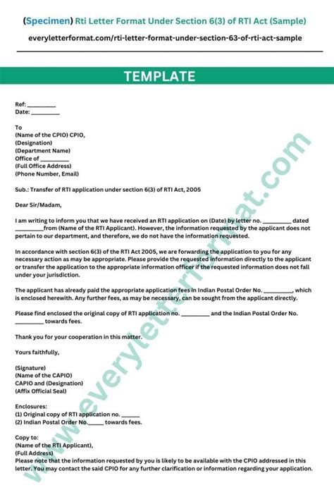 Rti Letter Format Under Section Of RTI Act Sample