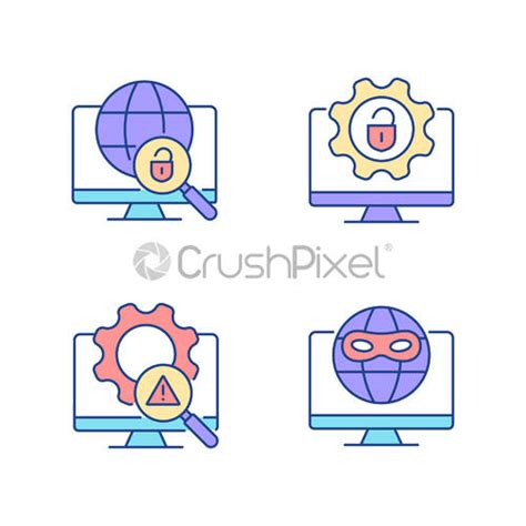 Illegal Activities Detection Rgb Color Icons Set Stock Vector 4574475 Crushpixel