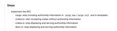 tracking issue for rfc 3052 make the authors field optional · issue