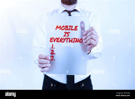 Text Caption Presenting Mobile Is Everything Word Written On Handheld Computer Device A Planner