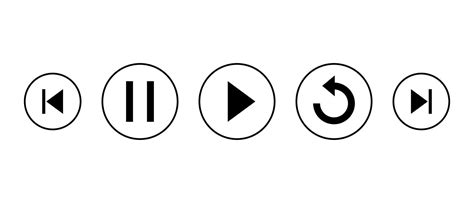 Previous Pause Start Repeat And Next Track Buttons Icon Set