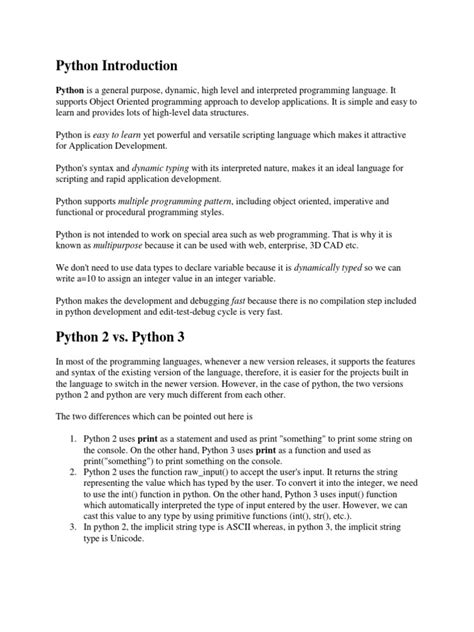 Python Introduction Pdf Control Flow Python Programming Language
