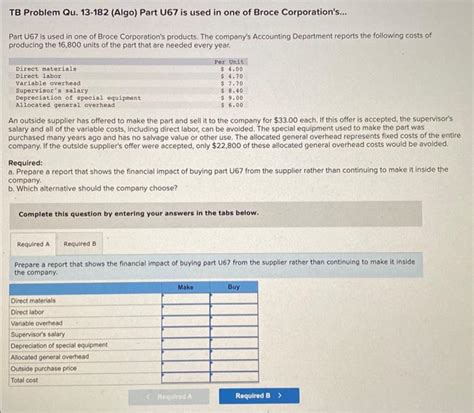 Solved TB Problem Qu 13 182 Algo Part U67 Is Used In One Chegg Com