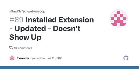 Installed Extension Updated Doesnt Show Up · Issue 89 · S0md3vsd