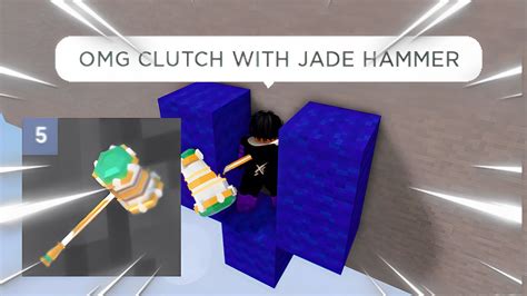 Insane Clutch With Jade Hammer In Roblox Bedwars Youtube