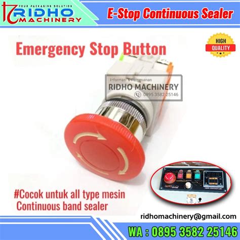 Jual Emergency Stop Button Push Switch Off Mesin Continuous Band Sealer