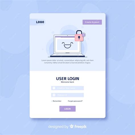 방문 페이지 템플릿에 로그인 무료 벡터