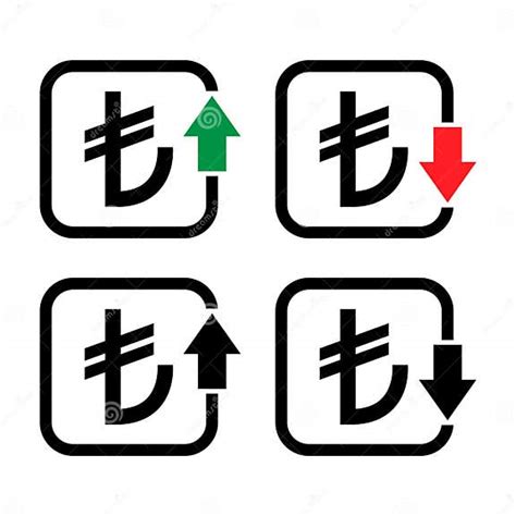 Set Of Cost Symbol Turkish Lira Increase And Decrease Icon Money