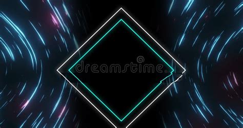 Animation Of Squares Over Rotating Fast Lights On Black Background Stock Footage Video Of