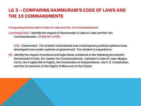 How Did The Ten Commandments Compared To Hammurabis Code