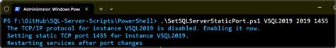 set sql server static port via powershell vladdba