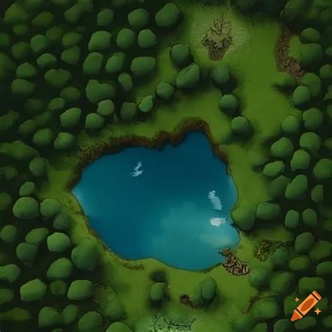 Fantasy Map With Forest Lake Waterfall Grasslands And A Kingdom On