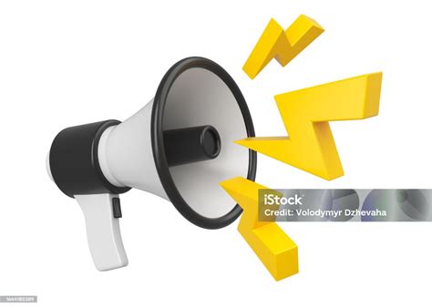 흰색과 검은색 확성기 조명 또는 볼트 격리 속보 은유 정보 개념 공개를 닫습니다 3d 렌더링 3차원 형태에 대한 스톡 사진 및 기타 이미지 Istock