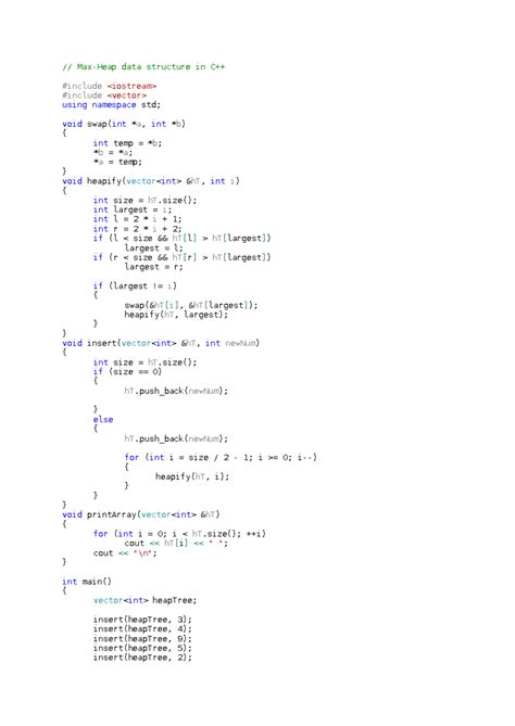 Heap Code Code Max Heap Data Structure In C Include Include