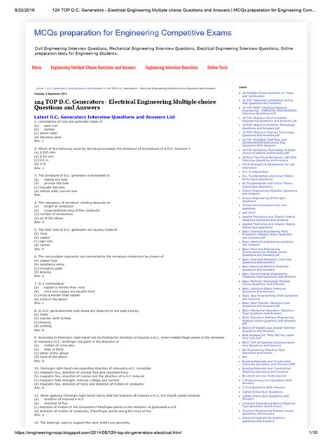 124 Top Dc Generators Electrical Engineering Multiple Choice Questions And Answers Mcqs