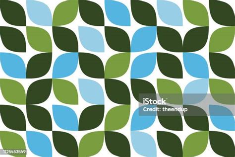 완벽 한 추상적인 배경 패턴 꽃 추상에서 기하학적 모양 같은 잎으로 만든입니다 현대 벡터 예술입니다 흰색 바탕에 녹색 및 파랑 색상의 음색 개념에 대한 스톡 벡터 아트 및