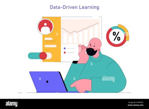 Adult Education Concept A Man Engages In Data Driven Learning Online Analyzing Information And