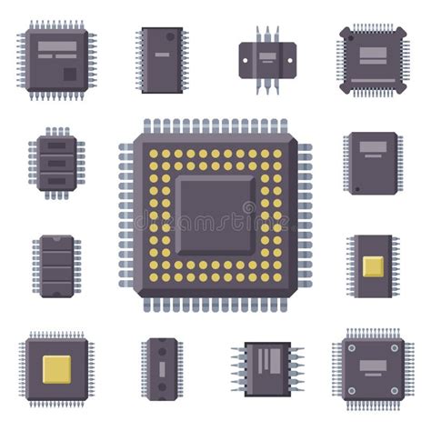 Cpu Microprocessors Microchip Vector Illustration Hardware Component Equipment Stock Vector