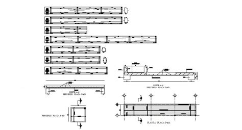 Reinforcement Plates And Constructive Structure With Column And Beam Cad Drawing Details Dwg File