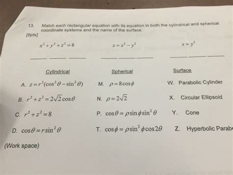 solved match each rectangular equation with its equation in