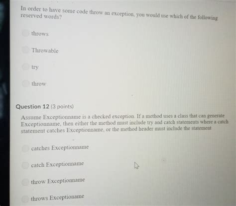 Solved If An Exception Arises In A Catch Statement And The Chegg