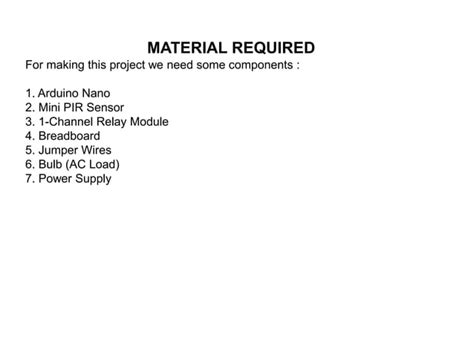 Automatic Room Lights Controller Using Arduino Nano And Pir Sensorppt