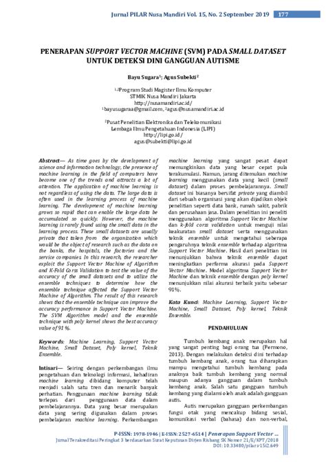 Pdf Penerapan Support Vector Machine Svm Pada Small Dataset Untuk