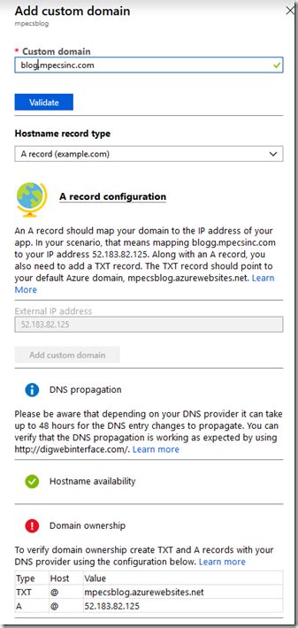 Azure Web Apps Subdomain Dns A Record Error Mpecs Inc Blog