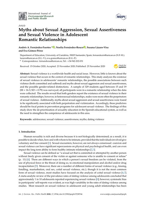 Pdf Myths About Sexual Aggression Sexual Assertiveness And Sexual Violence In Adolescent