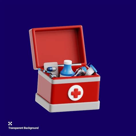 Premium Psd Comprehensive First Aid Kit Supplies 3d Icon Illustration
