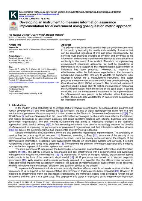 Pdf Developing An Instrument To Measure Information Assurance Implementation For Egovernment