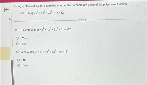 Solved Using Synthetic Division Determine Whether The