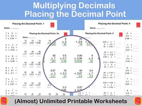 Decimal Multiplication Placing The Decimal Point Teaching Resources