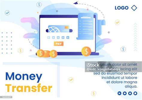 온라인 전자 뱅킹 앱 지갑 또는 은행 신용 카드 브로셔 템플릿 평면 일러스트레이션 전송 및 지불 소셜 미디어에 대 한 사각형 배경의 편집 Brand Name Mobile