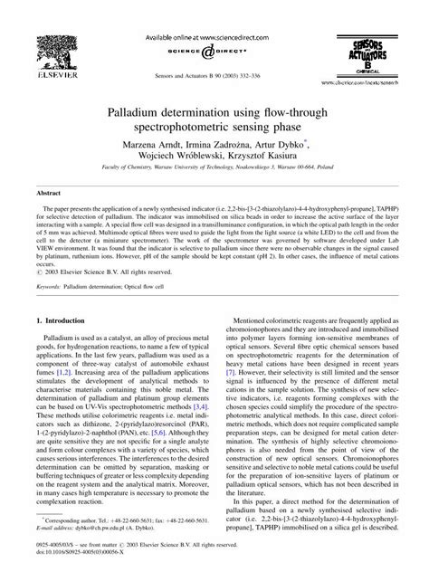 Pdf Palladium Determination Using Flow Through Spectrophotometric Sensing Phase Dokumen Tips