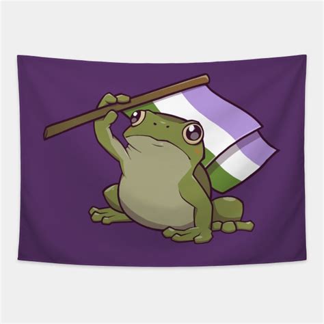 Genderqueer Pride Flag Holding Frog Saltuurn Tapestry Teepublic