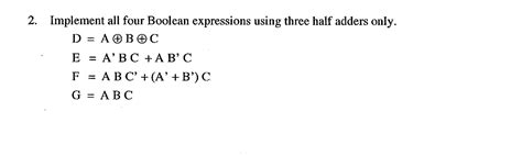 Solved 2 Implement All Four Boolean Expressions Using Three