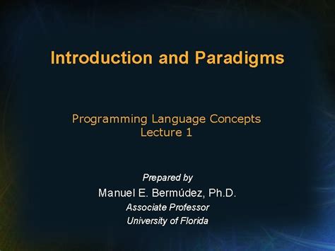 Introduction And Paradigms Programming Language Concepts Lecture 1